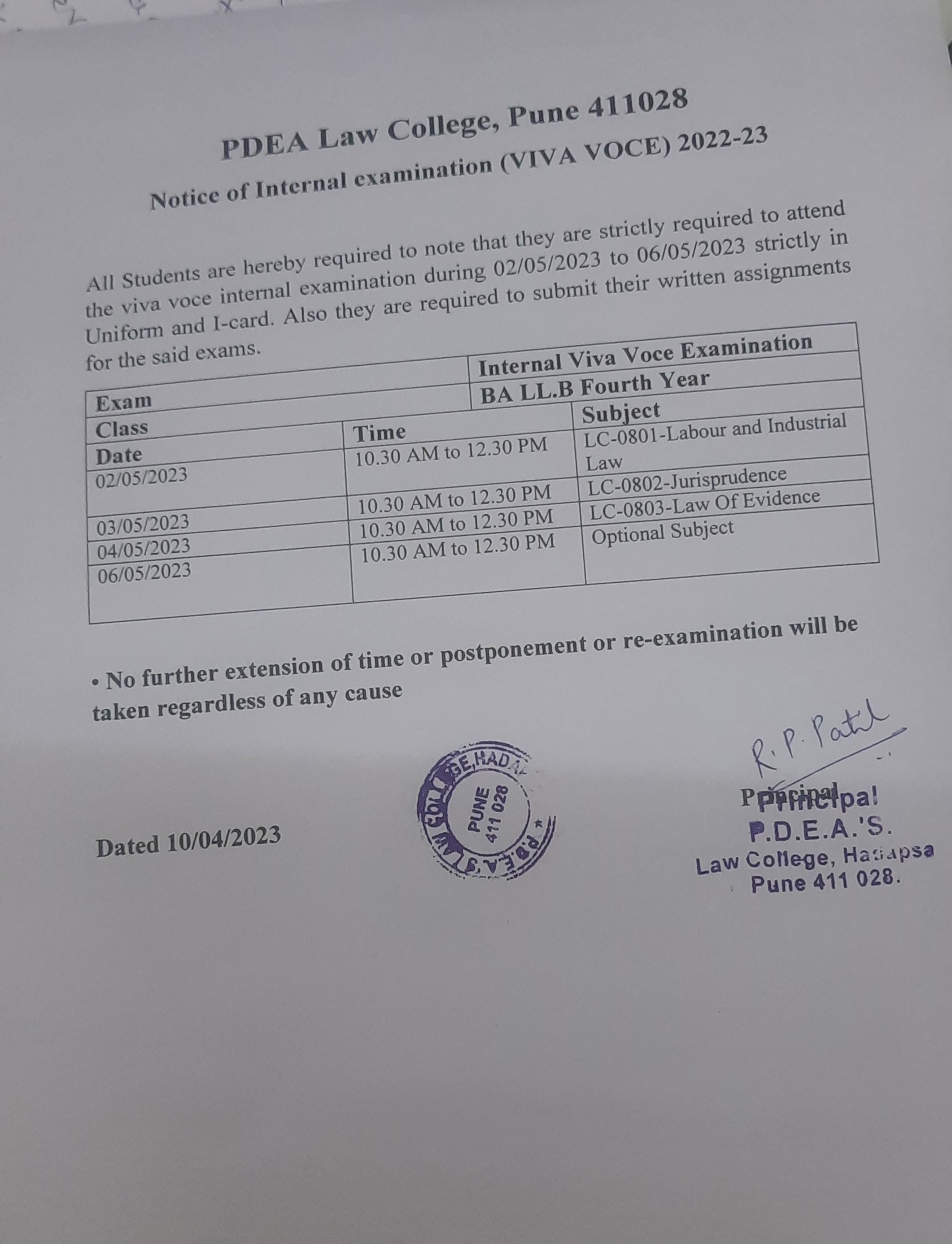 PDEA::Law College ,Hadapsar ,Pune.