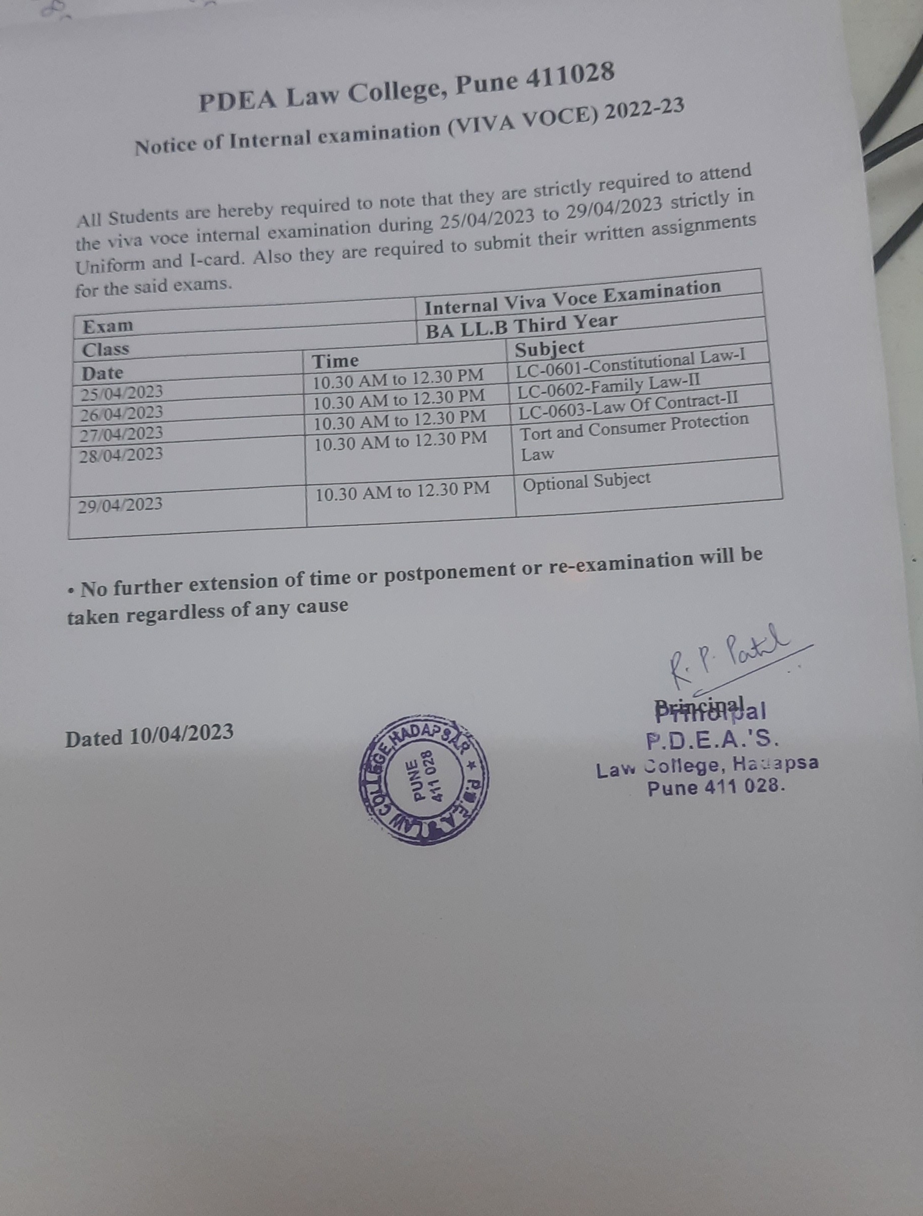 PDEA::Law College ,Hadapsar ,Pune.